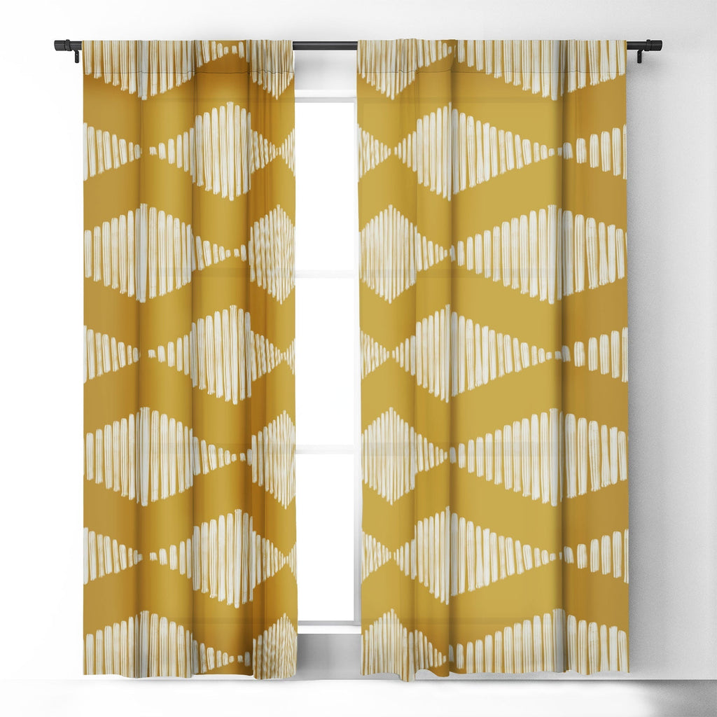 ACOUSTIC WAVE MUSTARD WINDOW CURTAINS | STAG & MANOR