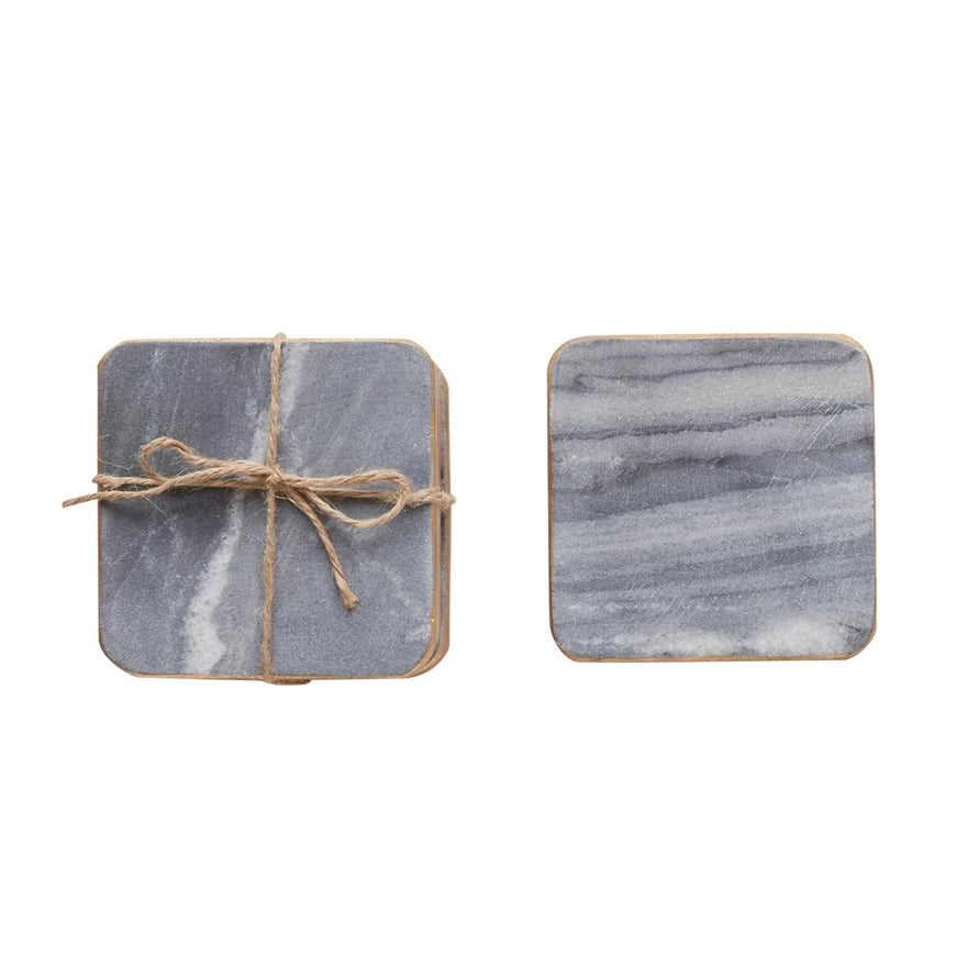 GOLD EDGED MARBLE COASTERS (set of 4) | STAG & MANOR