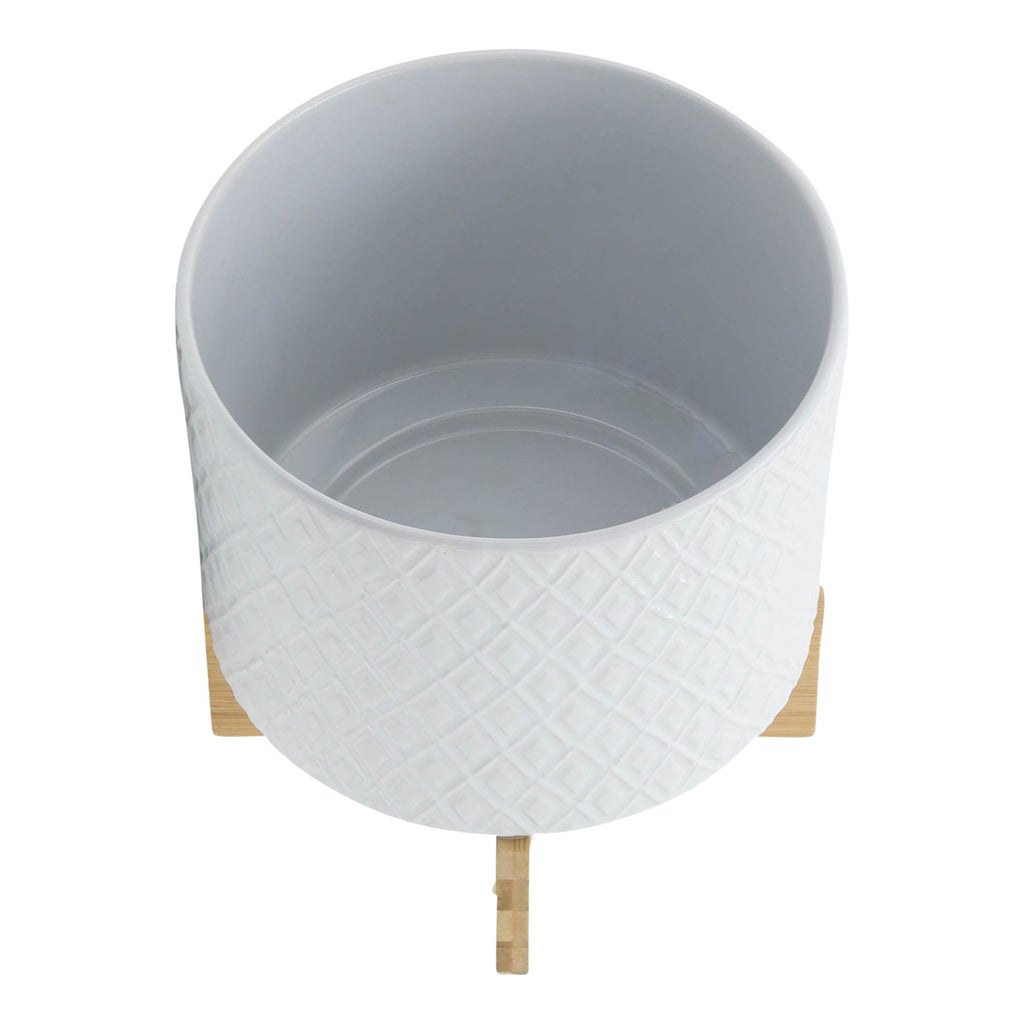 WHITE DIAMONDS PLANTER W/STAND | STAG & MANOR