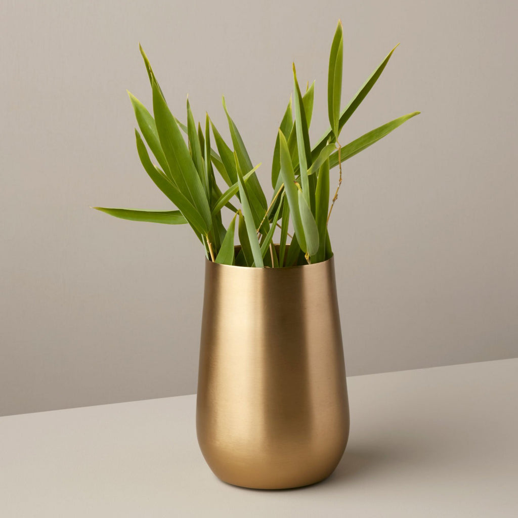 SATIN GOLD/BRASS VASE | VASES | STAG & MANOR