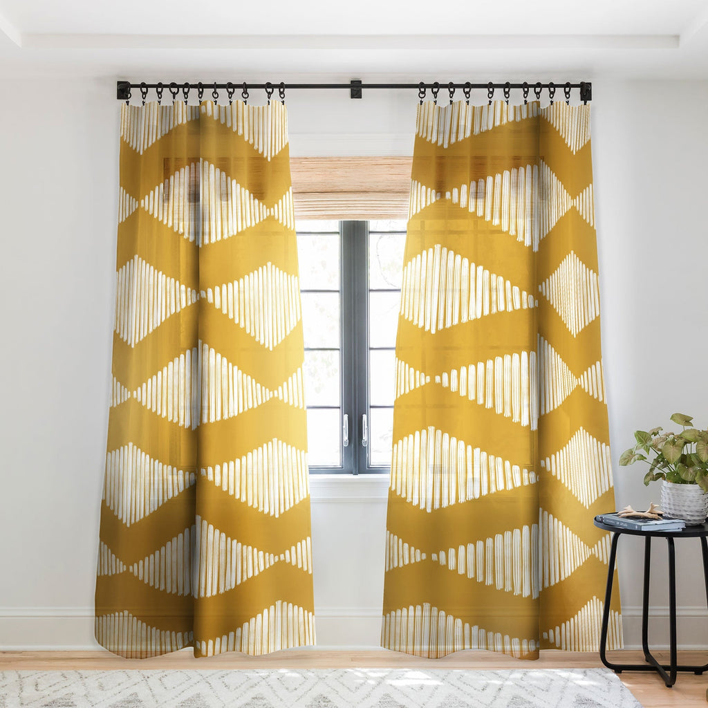 ACOUSTIC WAVE MUSTARD WINDOW CURTAINS | STAG & MANOR