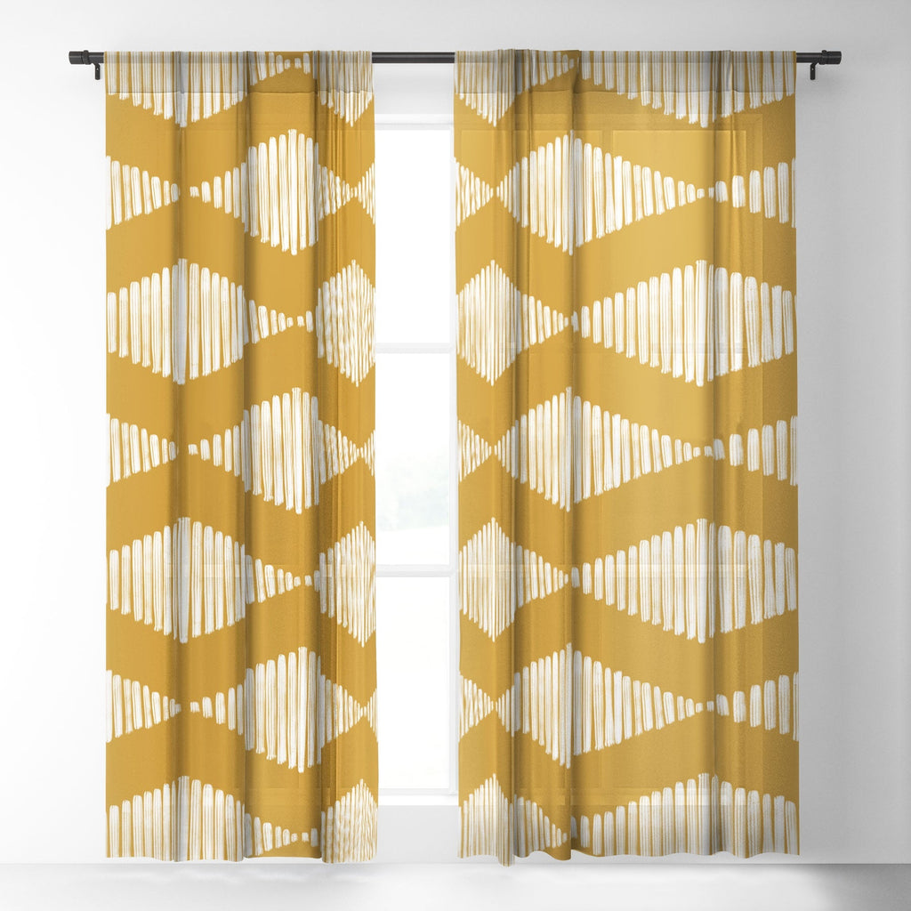 ACOUSTIC WAVE MUSTARD WINDOW CURTAINS | STAG & MANOR