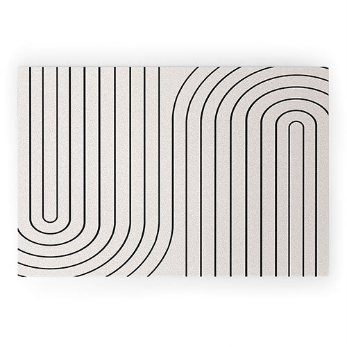 Minimal Line Curvature White Welcome Mat | STAG & MANOR