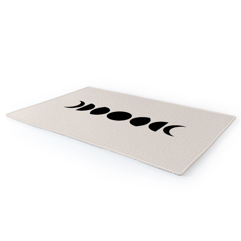 Minimal Moon Phases White Area Rug | STAG & MANOR