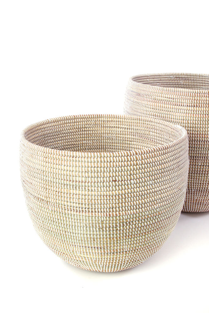 WHITE DEEP NESTING BASKET SET (SENEGAL) | STAG & MANOR