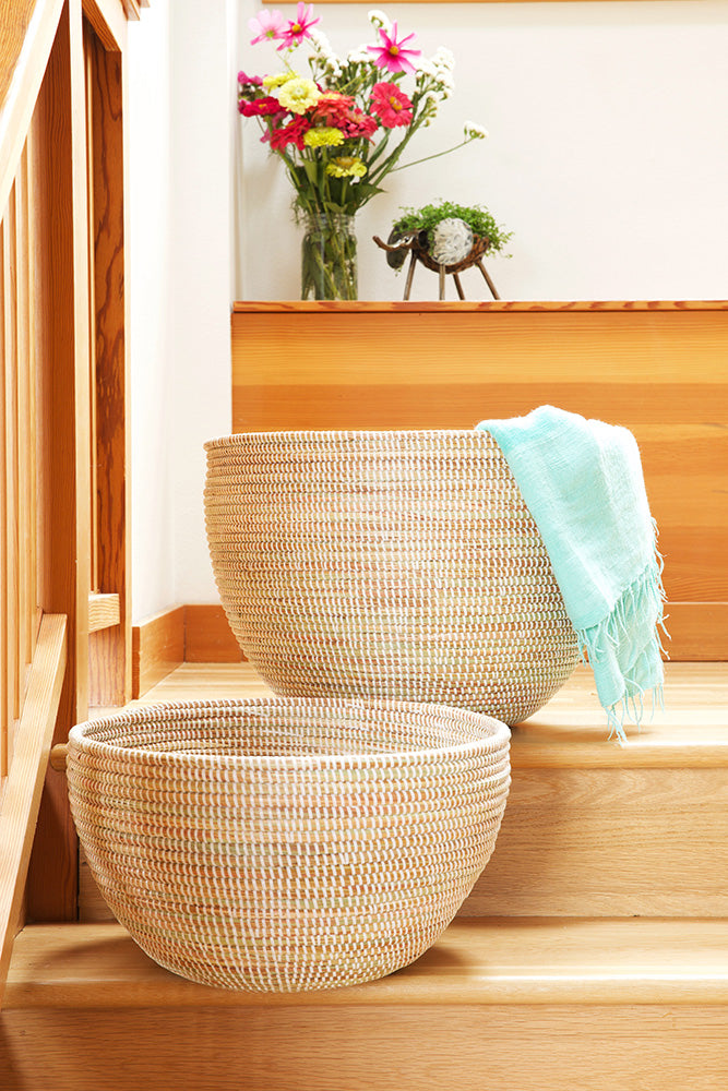 WHITE DEEP NESTING BASKET SET (SENEGAL) | STAG & MANOR