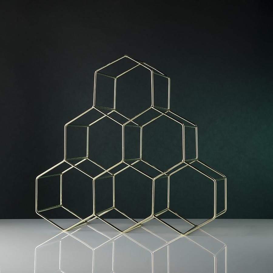GOLD GEO COUNTER TOP WINE RACK | STAG & MANOR